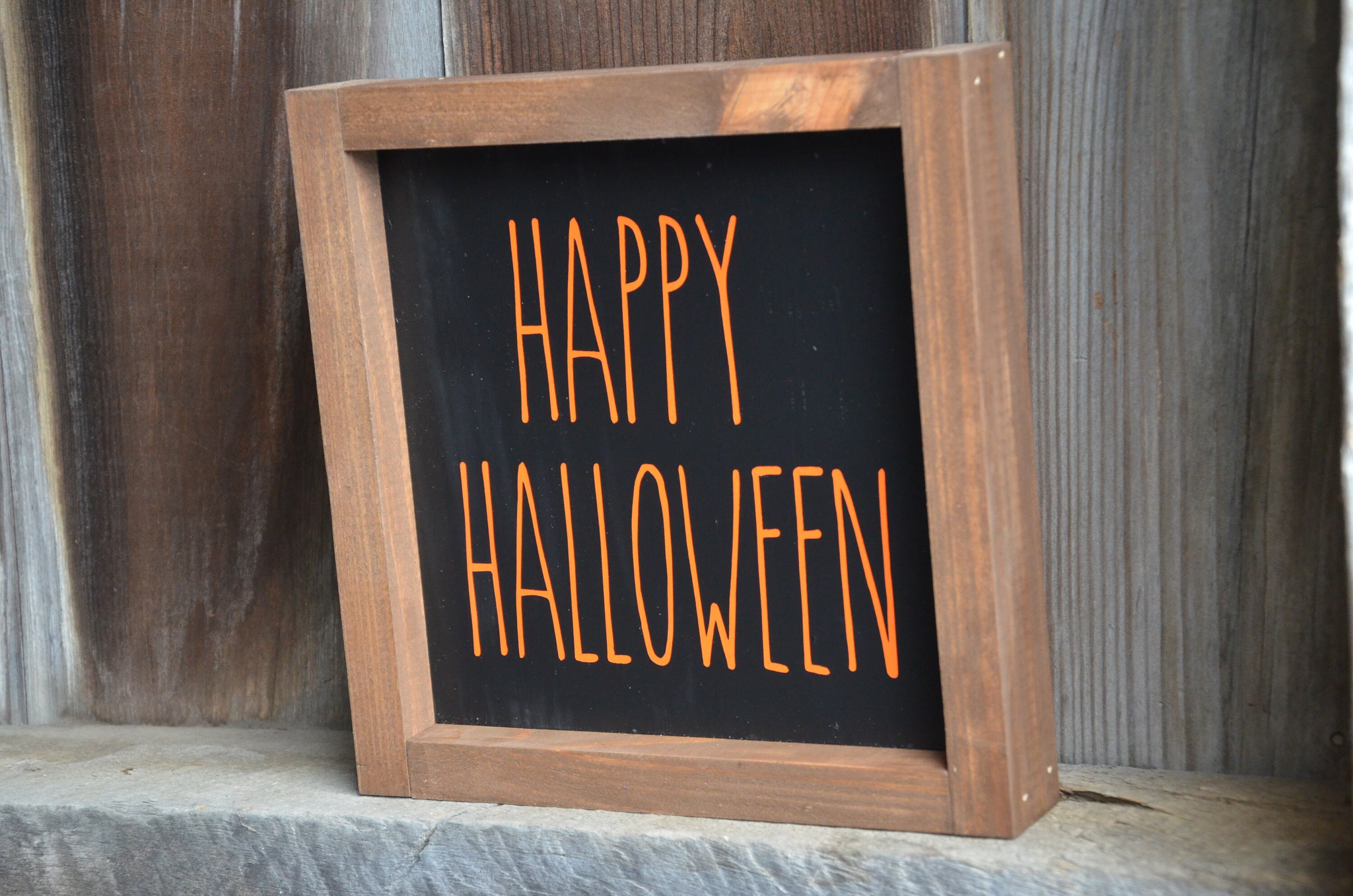 Happy Halloween rae dunn inspired farmhouse wood sign with | Etsy