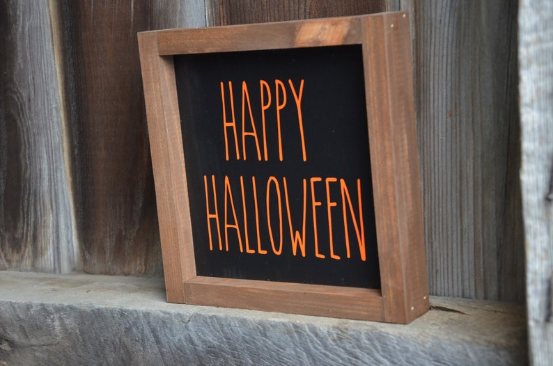 Happy Halloween rae dunn inspired farmhouse wood sign with | Etsy