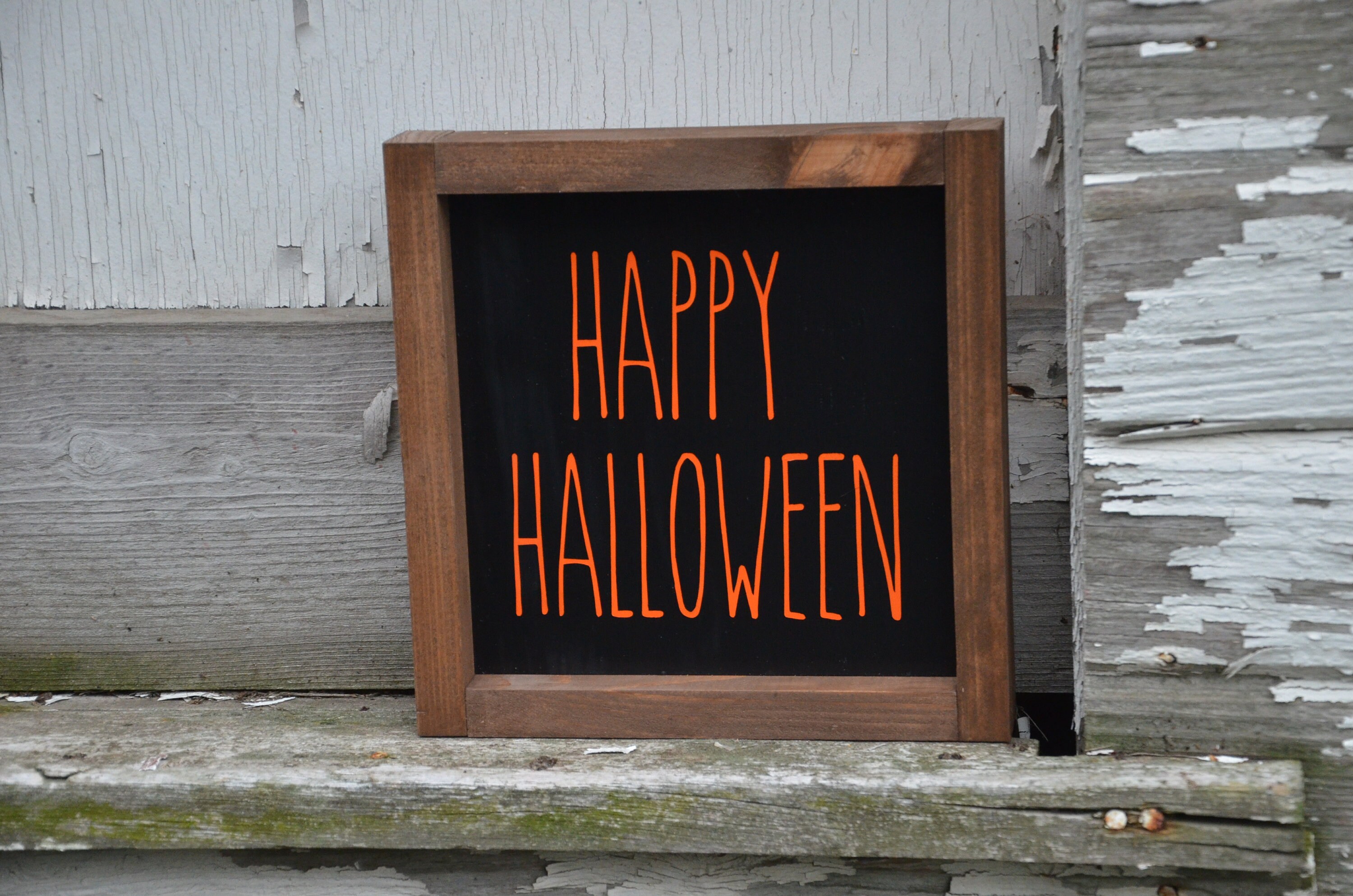 Happy Halloween rae dunn inspired farmhouse wood sign with | Etsy