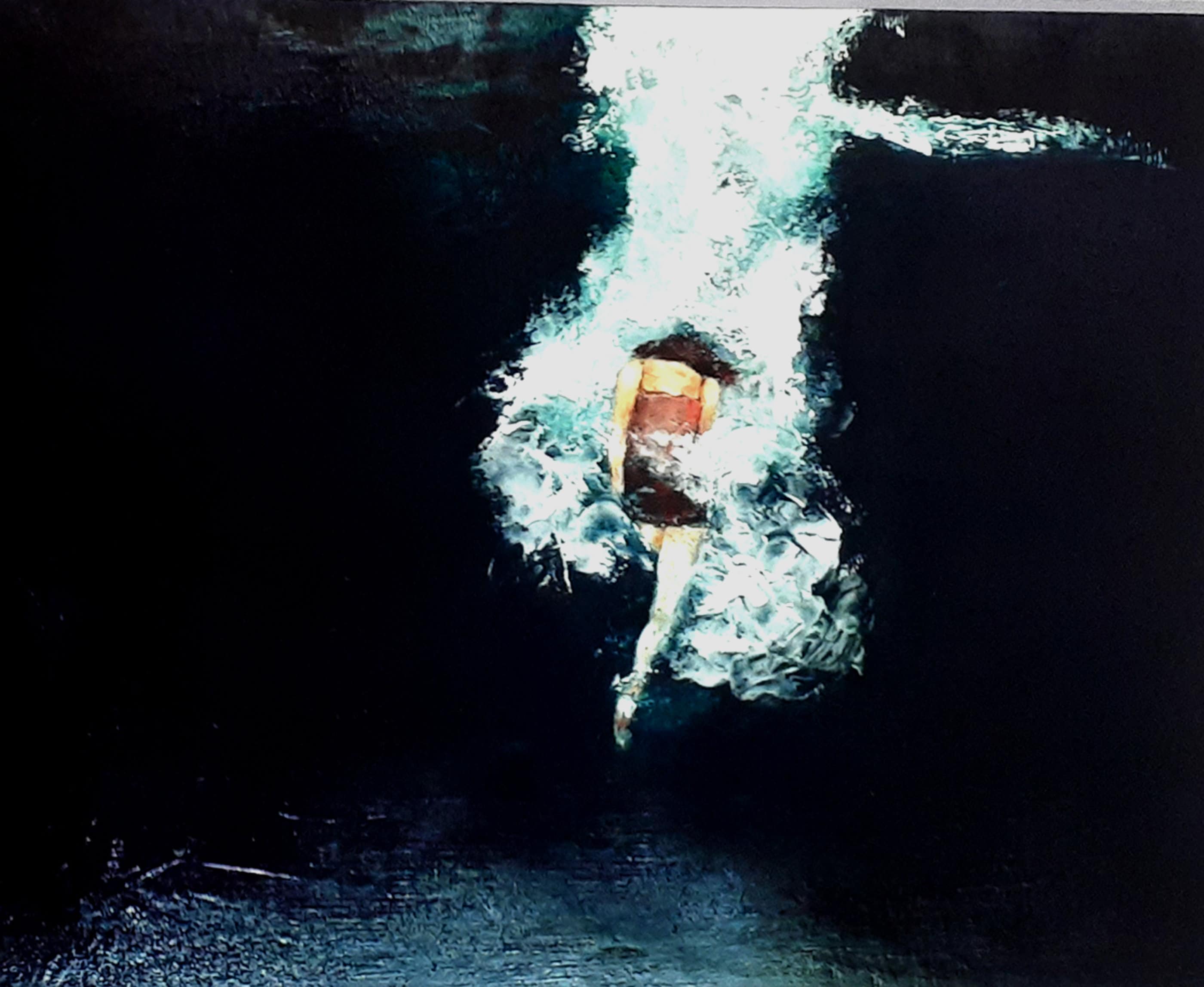 Girl Floating In Water Painting