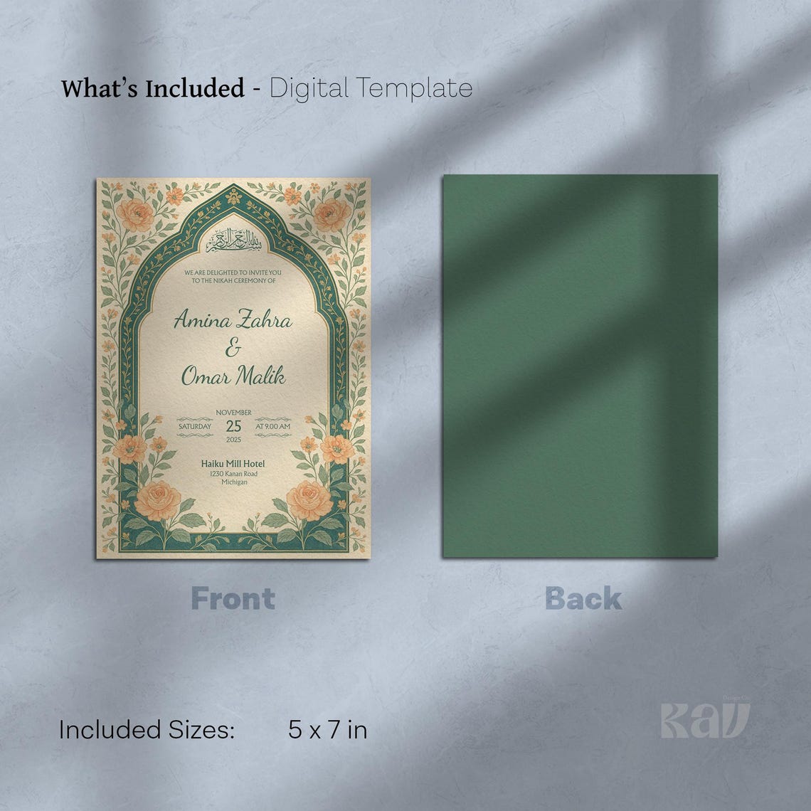 Editable Muslim Nikah Invitation Template | Orange Floral Islamic ...