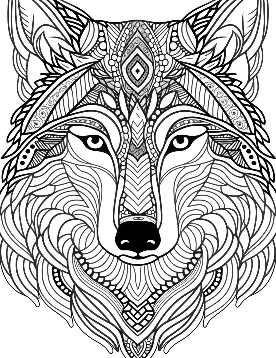 Wolf Mandala PNG Bundle | Detailed Line Art (digital Download) - Etsy