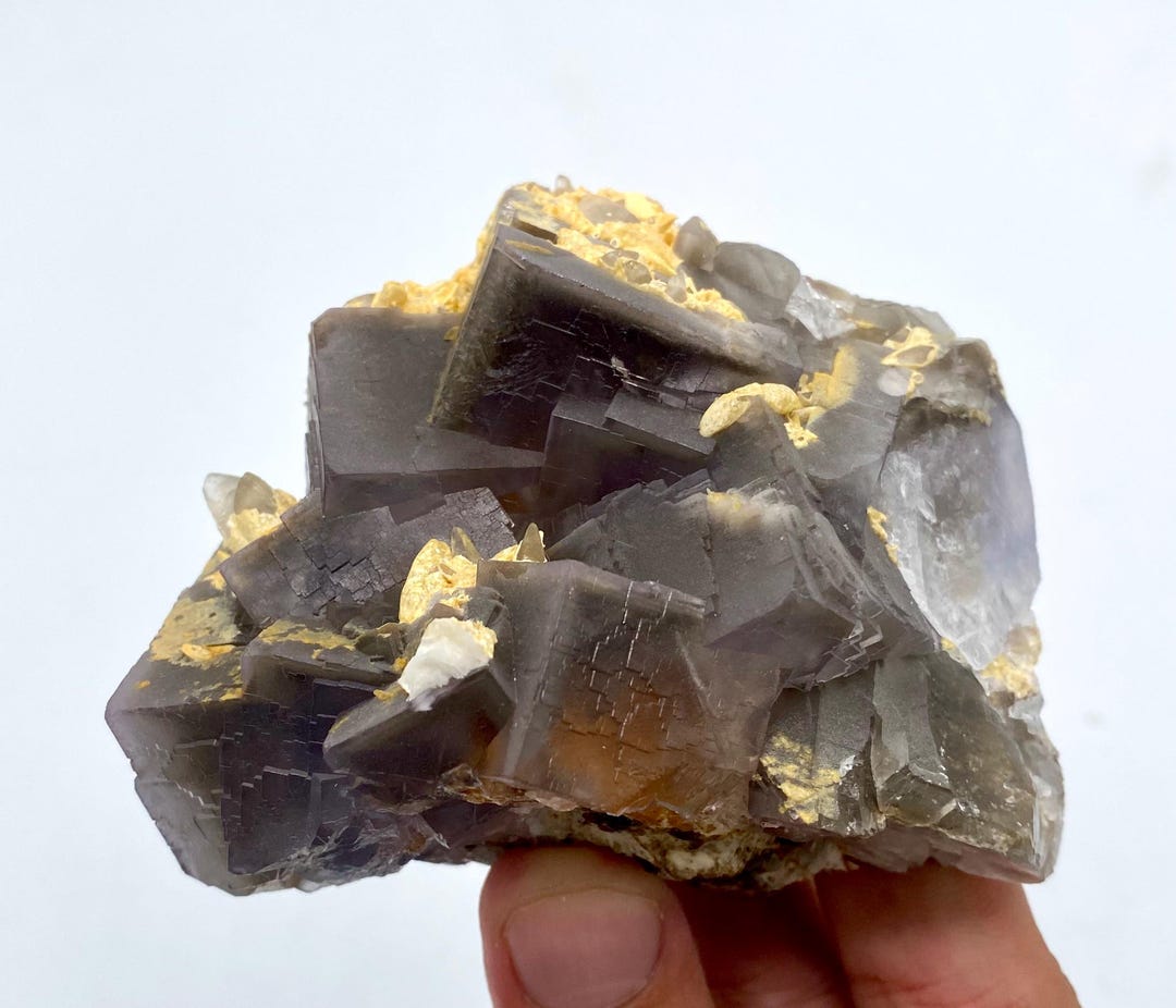 483 Grams Most Beautiful Natural Cubic Phantom Fluorite With Calcite ...