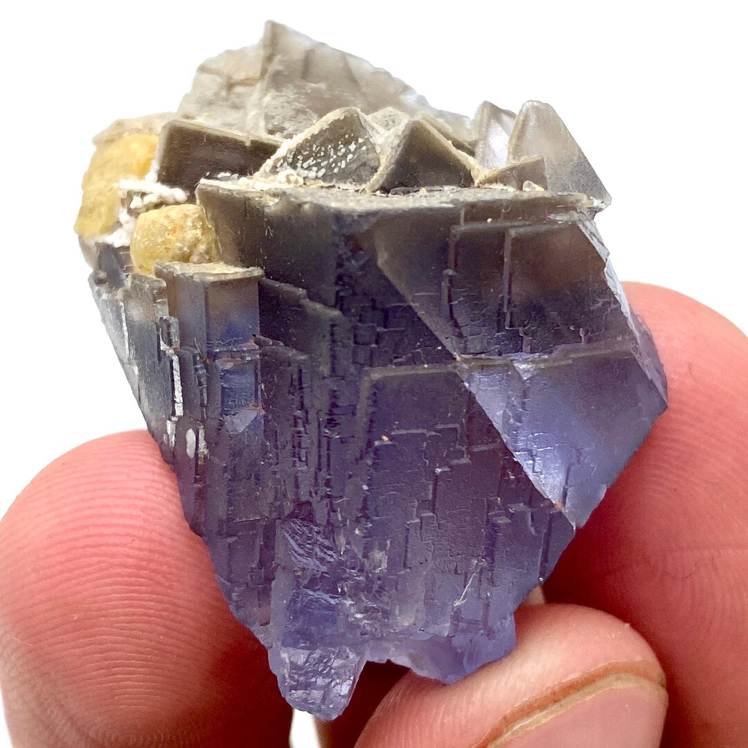 Cubic Fluorite & Dog Teeth Calcite Crystal Specimen, Pakistan (31 Gram ...