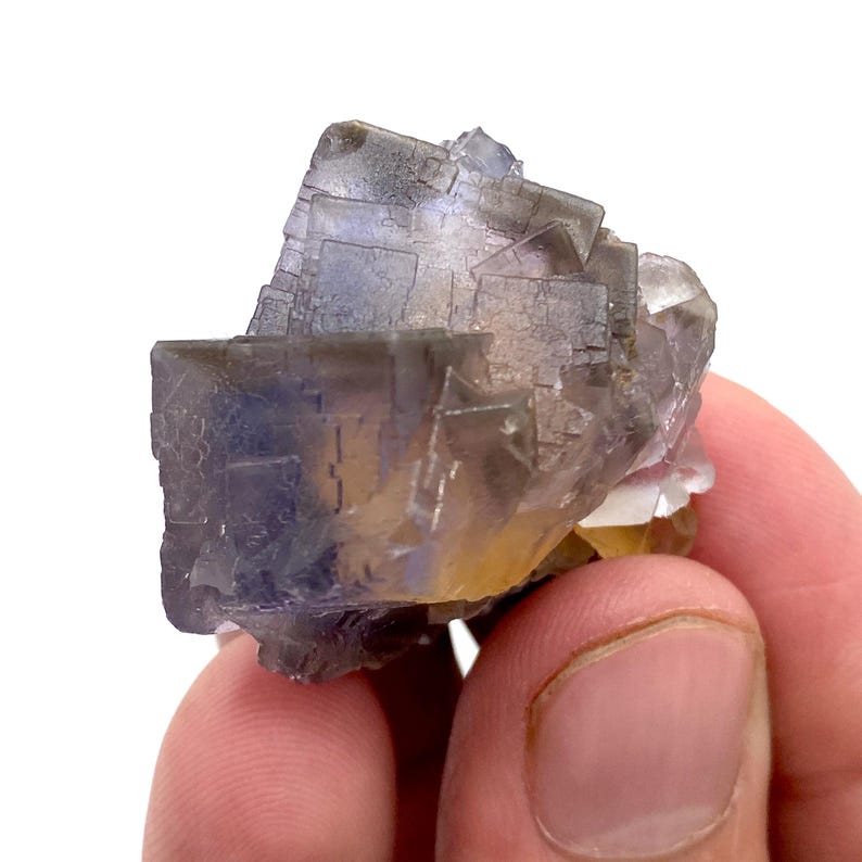 40gram Phantom Blue Fluorite With Calcite Cubic Mineral Specimen ...
