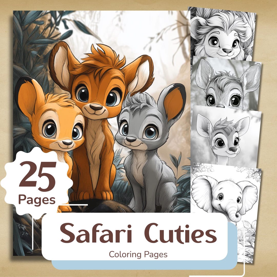 Safari Animal Coloring Page, Animal Adults Coloring Pages, Cute Kids ...