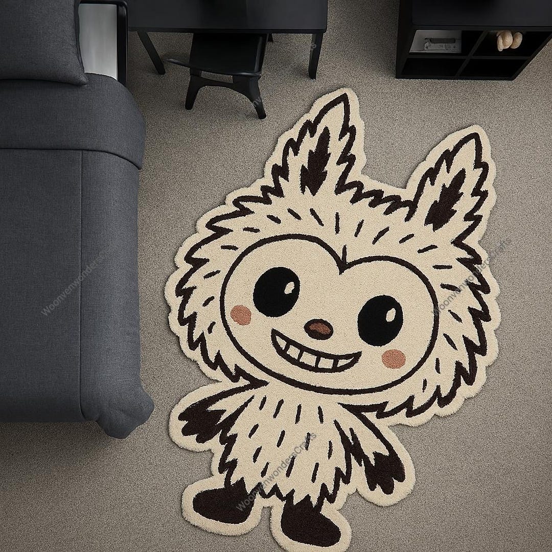 Labubu Rug – Cute Cartoon Character Carpet, Soft Plush Kids Room Rug ...