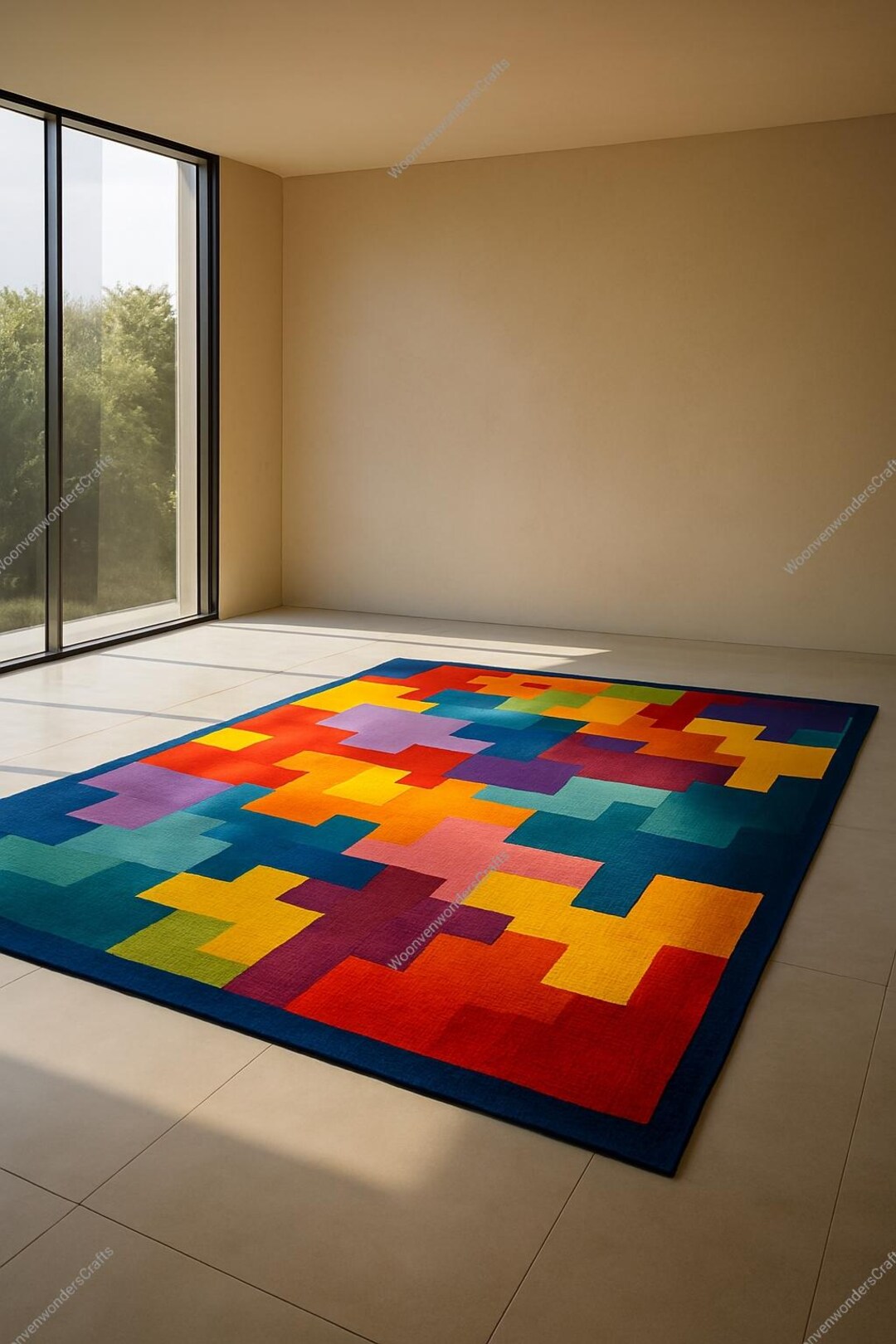 Colorful Geometric Rug, Modern Abstract Area Rug, Playful Living Room ...