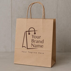 Minimalist Shopping Bag Logo Design | Editable Brand Logo for Boutique ...