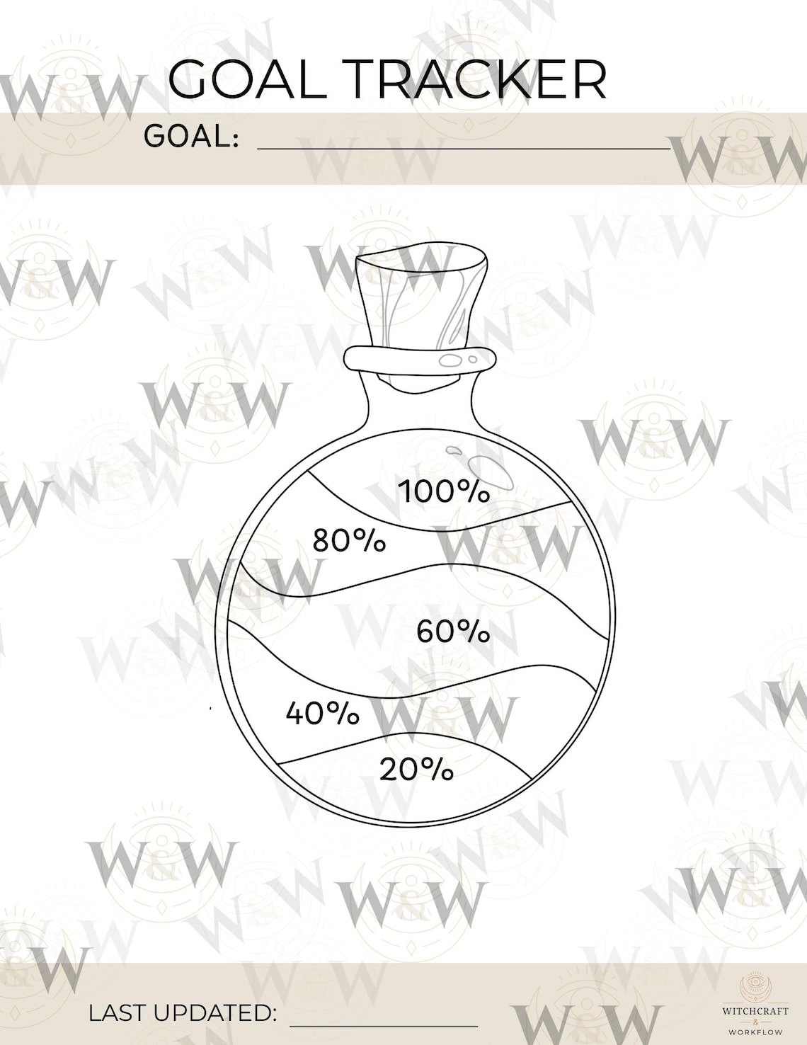 Potion Bottle Goal Tracker Printable | Witchy Progress Chart PDF ...