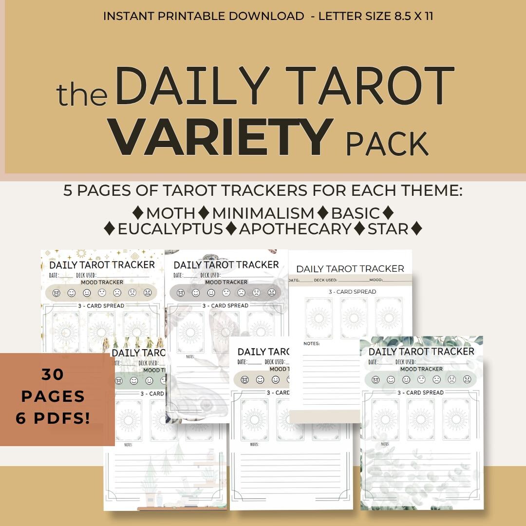 Daily Tarot Journal Printable – 30 Page Bundle | 6 Aesthetic Themes ...