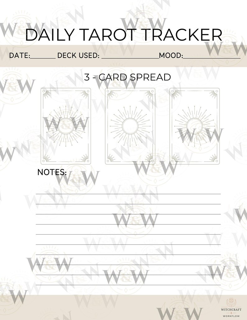 Daily Tarot Journal Printable – 30 Page Bundle | 6 Aesthetic Themes ...