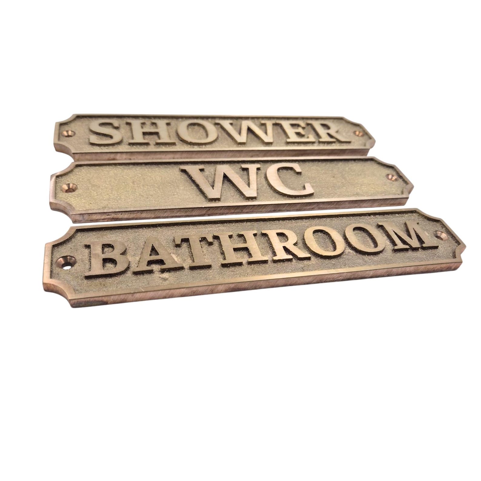 Vintage Solid Brass Bathroom Door Sign: Embossed Antique Style Plaque ...