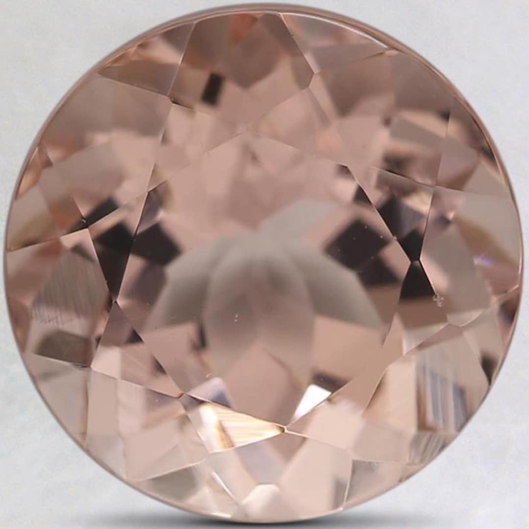 Lab Grown Peach Morganite Gemstone | Peach Pink Round Cut Stone | Loose ...