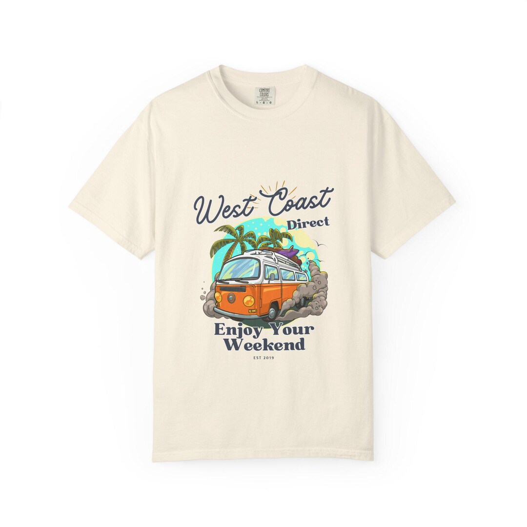 Vintage VW Bus Beach Scene Unisex Garment-dyed T-shirt, Retro ...