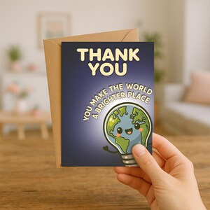 Cute Thank You Card Printable | Digital World Lightbulb Appreciation ...