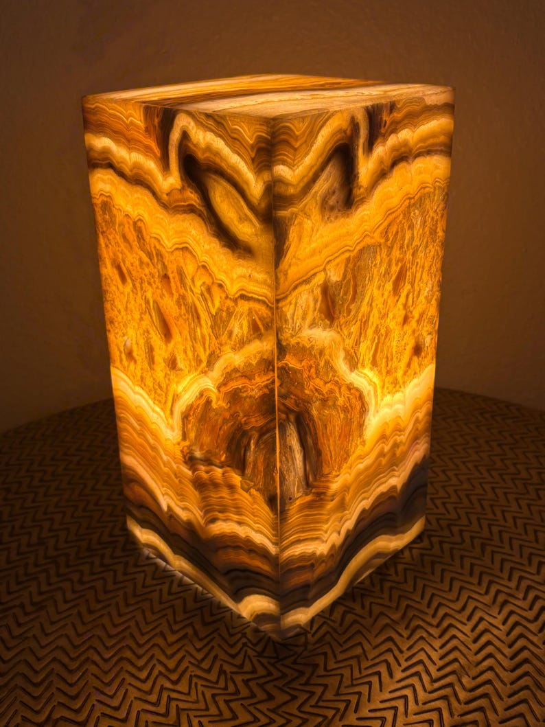 Onyx Handcrafted Lamp – Natural Stone Table Lamp – Onyx Stone Light ...