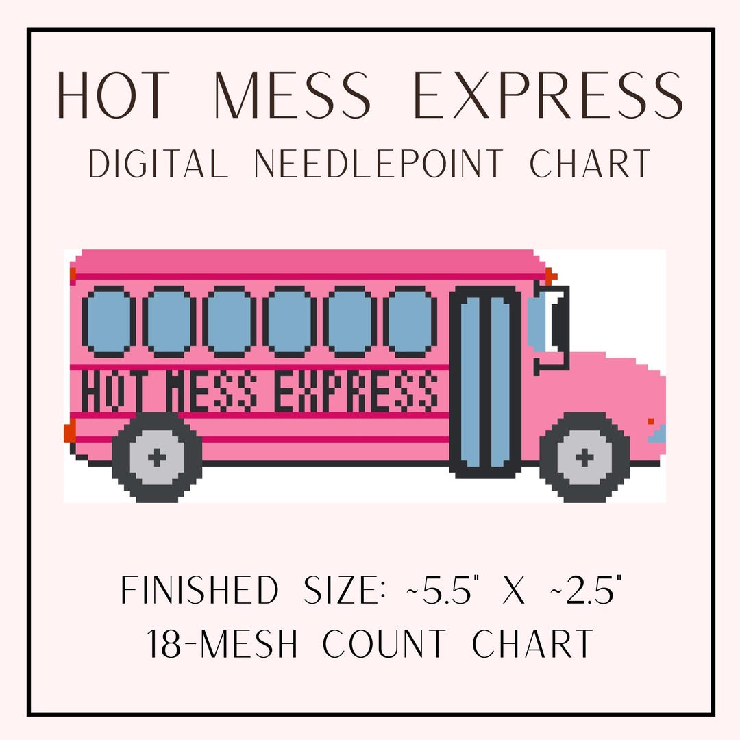 Digital Chart - Hot Mess Express Bus Needlepoint Design | 18-mesh Chart ...