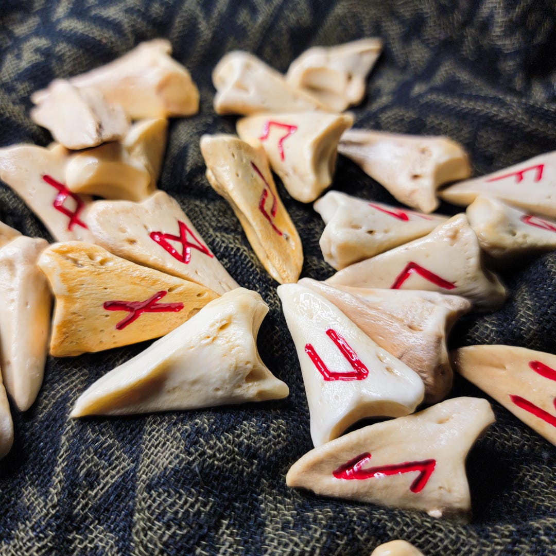 Bone Runes Set - Elder Futhark Runes - Handmade Rune Set and Bag ...