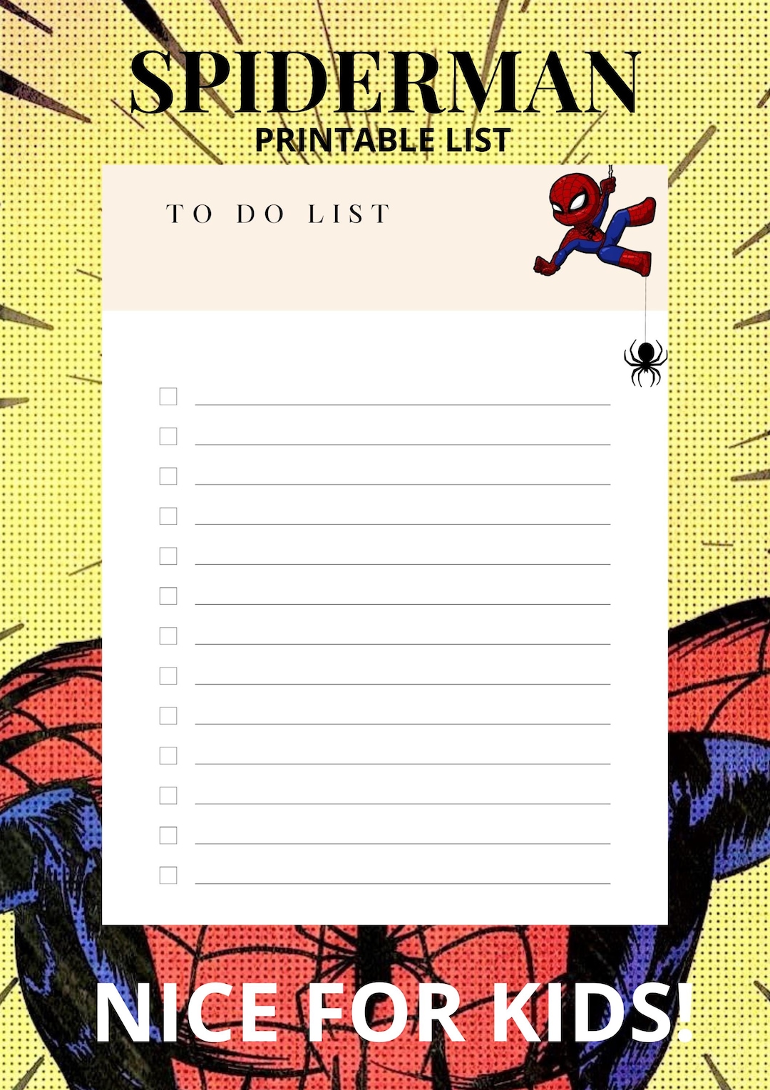 Spiderman Printable To-do List for Kids | PDF Download | Daily Planner ...