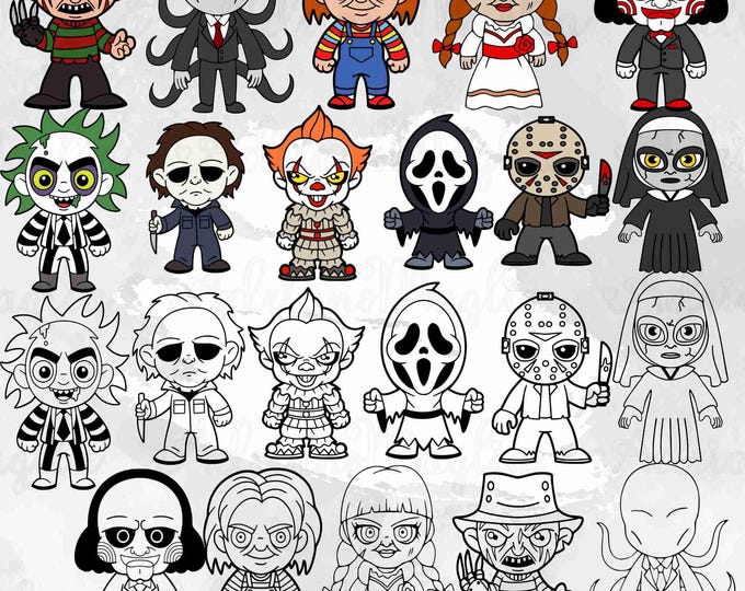 Horror Halloween Popsicle Png Bundle, Cute Horror Clipart, Digital ...