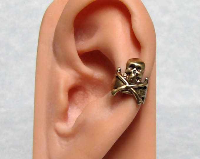 Pirate Nautical Ear Cuff ' Sword and Skull and Cross Bone ' - Etsy