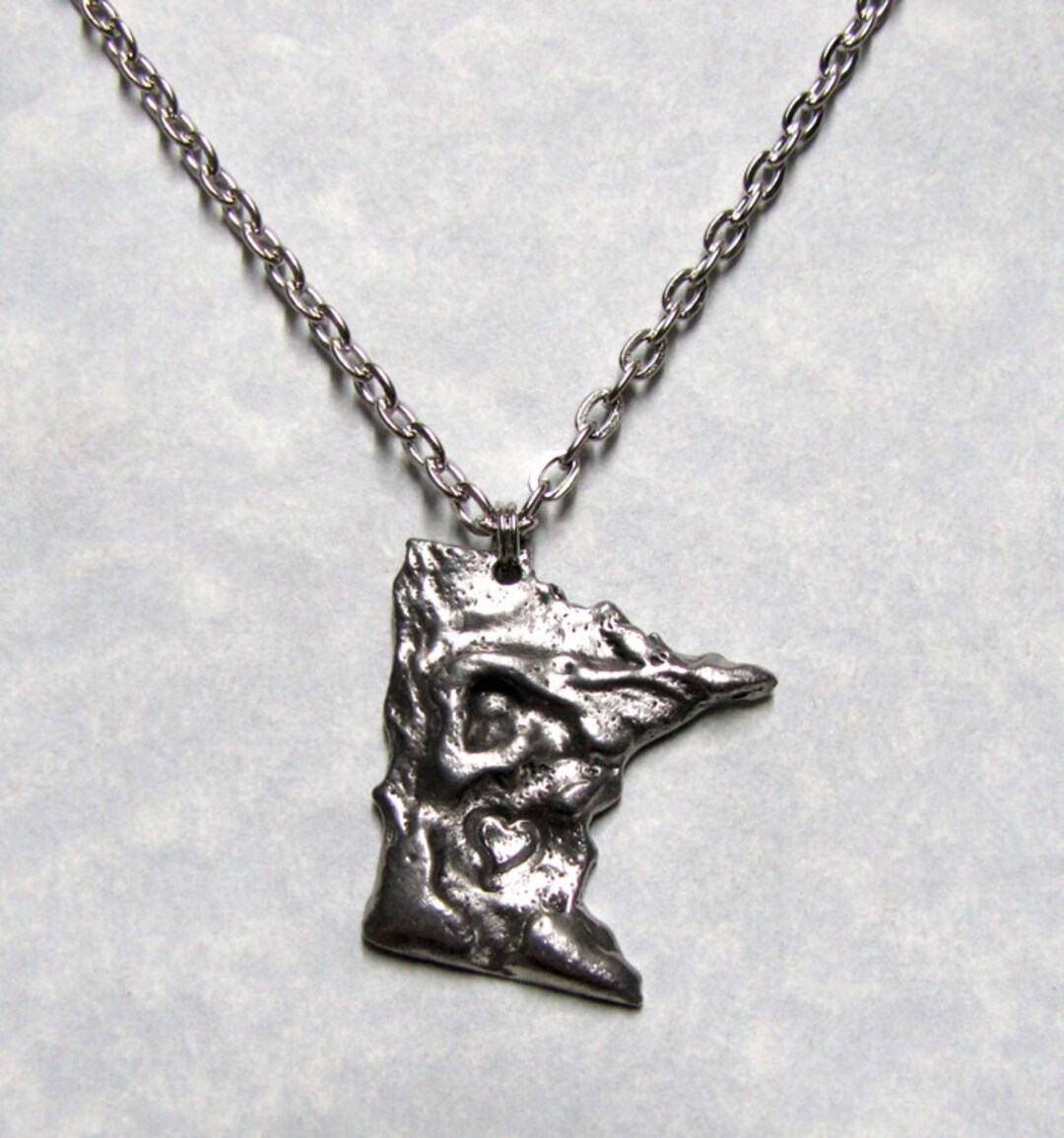 Minnesota Love State Pendant ' Stainless Steel Soldered - Etsy