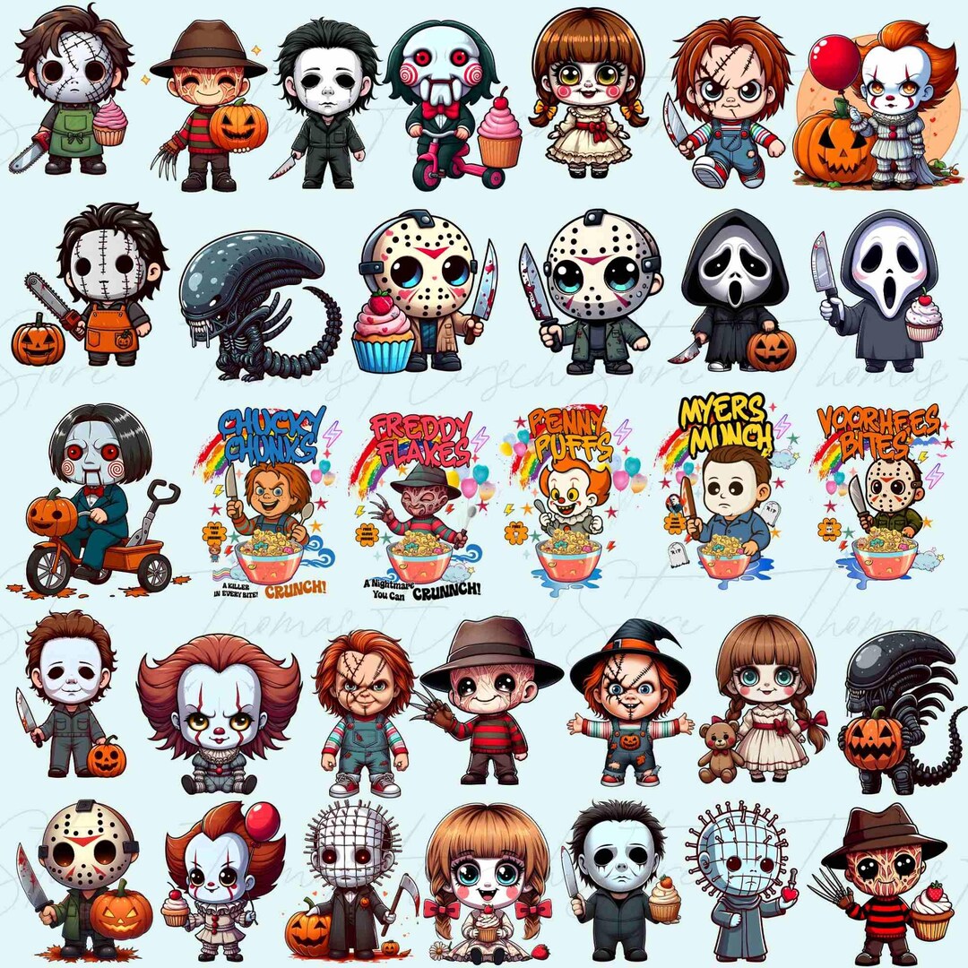 Funny Horror Character Cereal Png Bundle, Cereal Killers Png, Scary ...