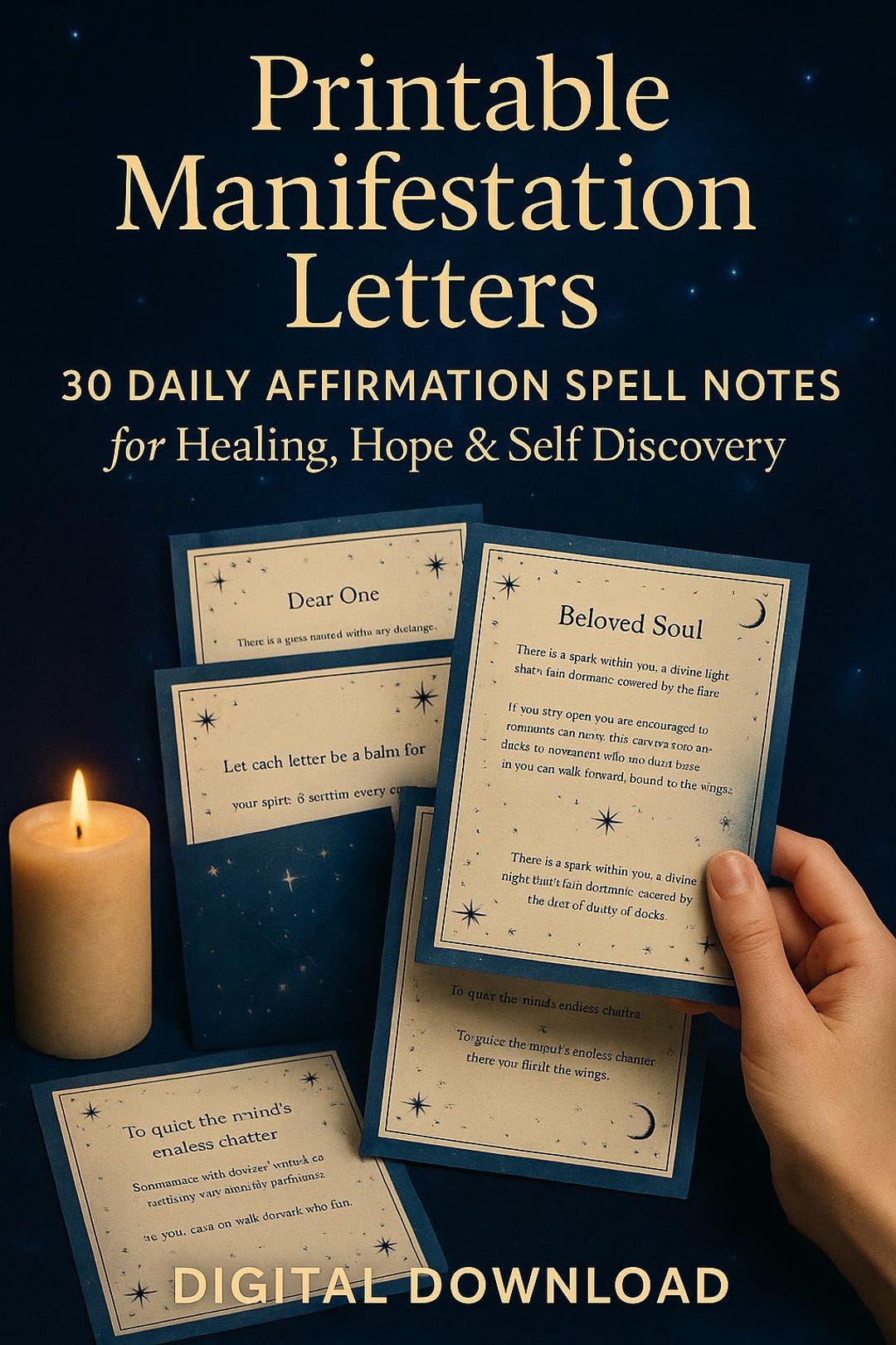 Printable Manifestation Letters – 30 Daily Affirmation Spell Notes for ...