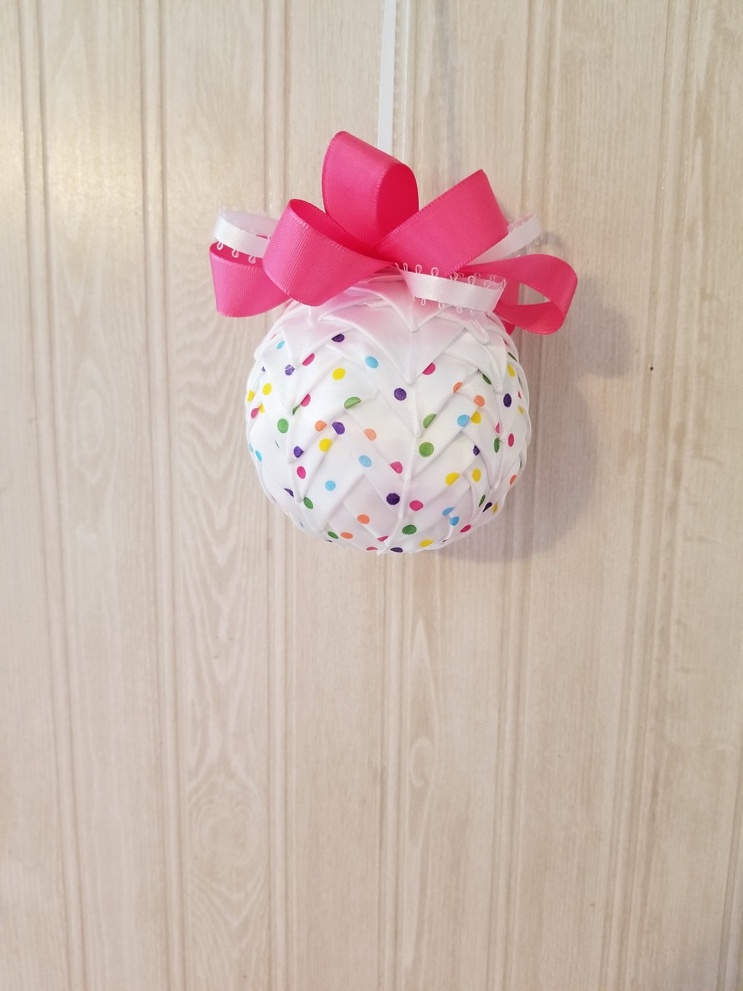 Pastel Rainbow Polka Dots Ribbon Ornament - Etsy