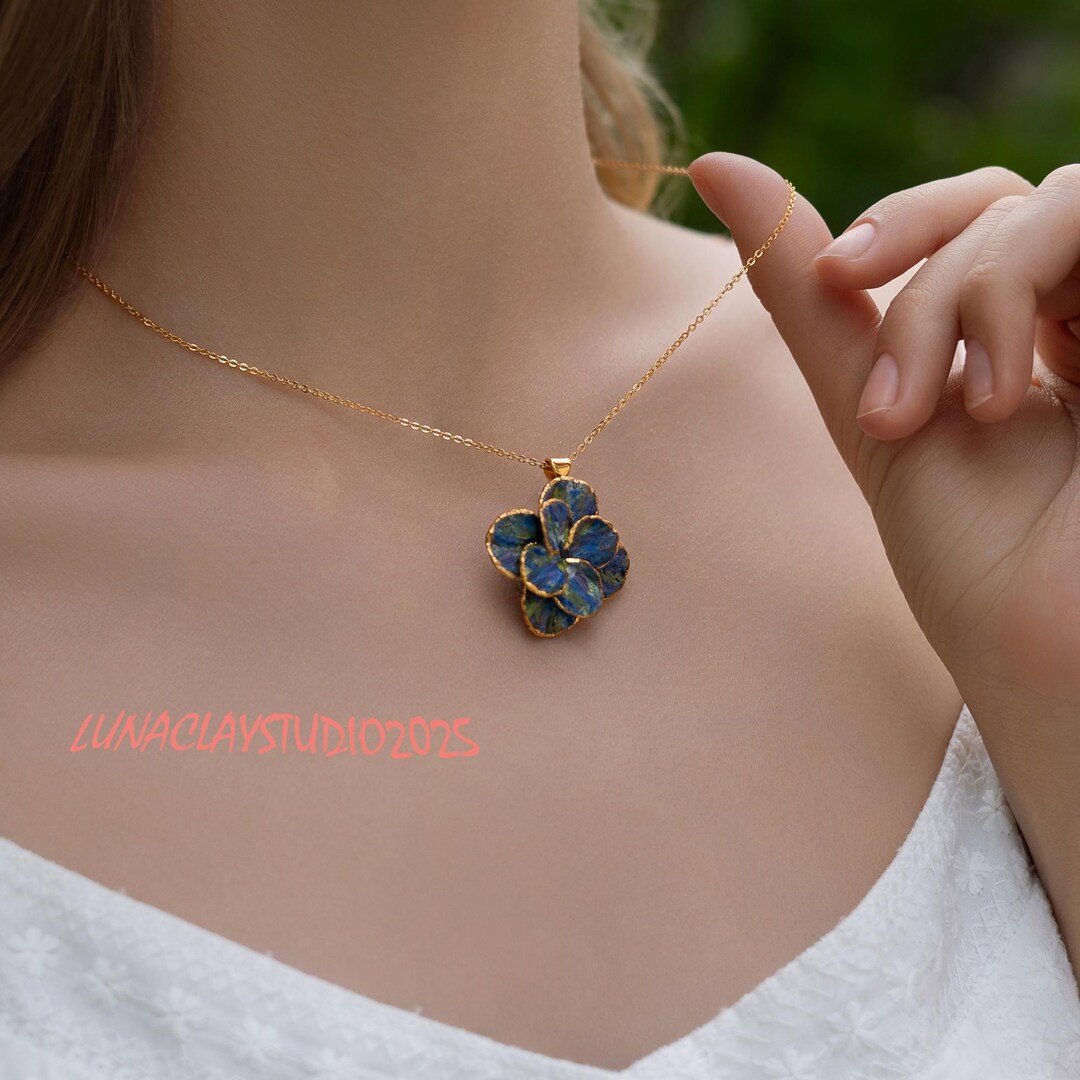 Handmade Ceramic Flower Necklace, 18k Gold, Boho Floral Jewelry - Etsy