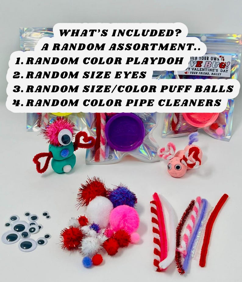 Build a Love Bug Valentine Favor Playdoh Kit Valentine Activity ...