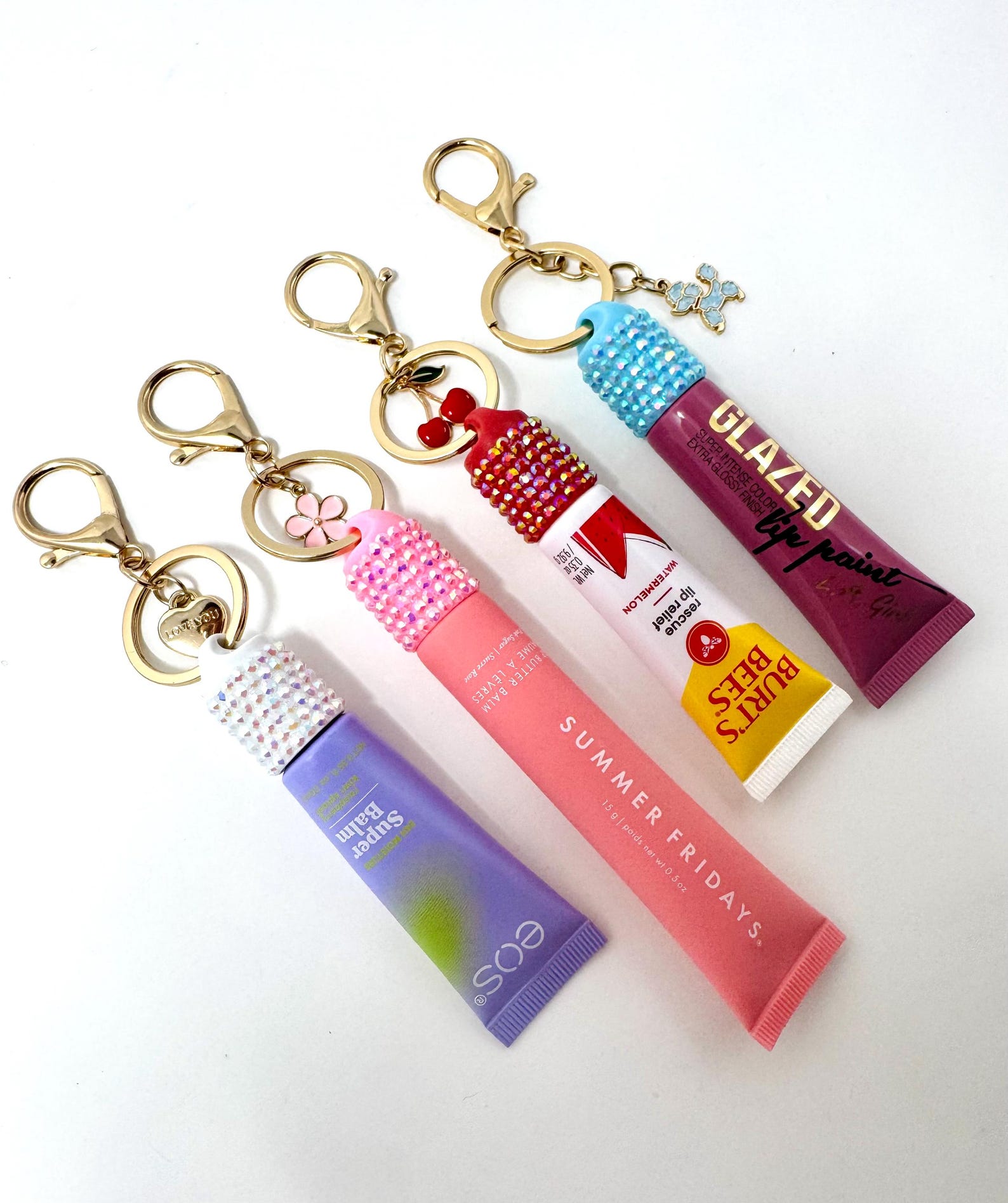 Lip Gloss Cap Keychain Bedazzled Summer Friday Lip Balm Holder Cute ...