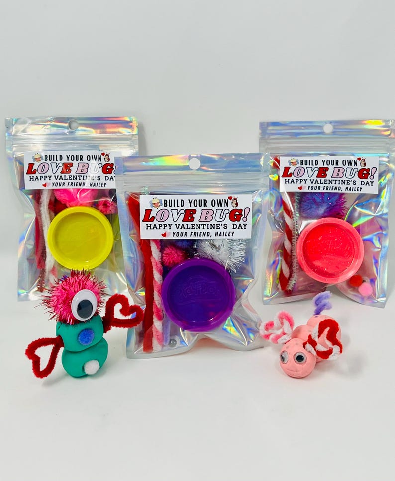 Build a Love Bug Valentine Favor Playdoh Kit Valentine Activity ...