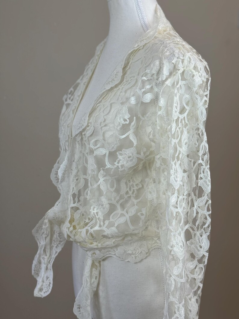 Vintage Japan Lace Sheer Cardigan Women Floral Lace Bolero Romantic See ...