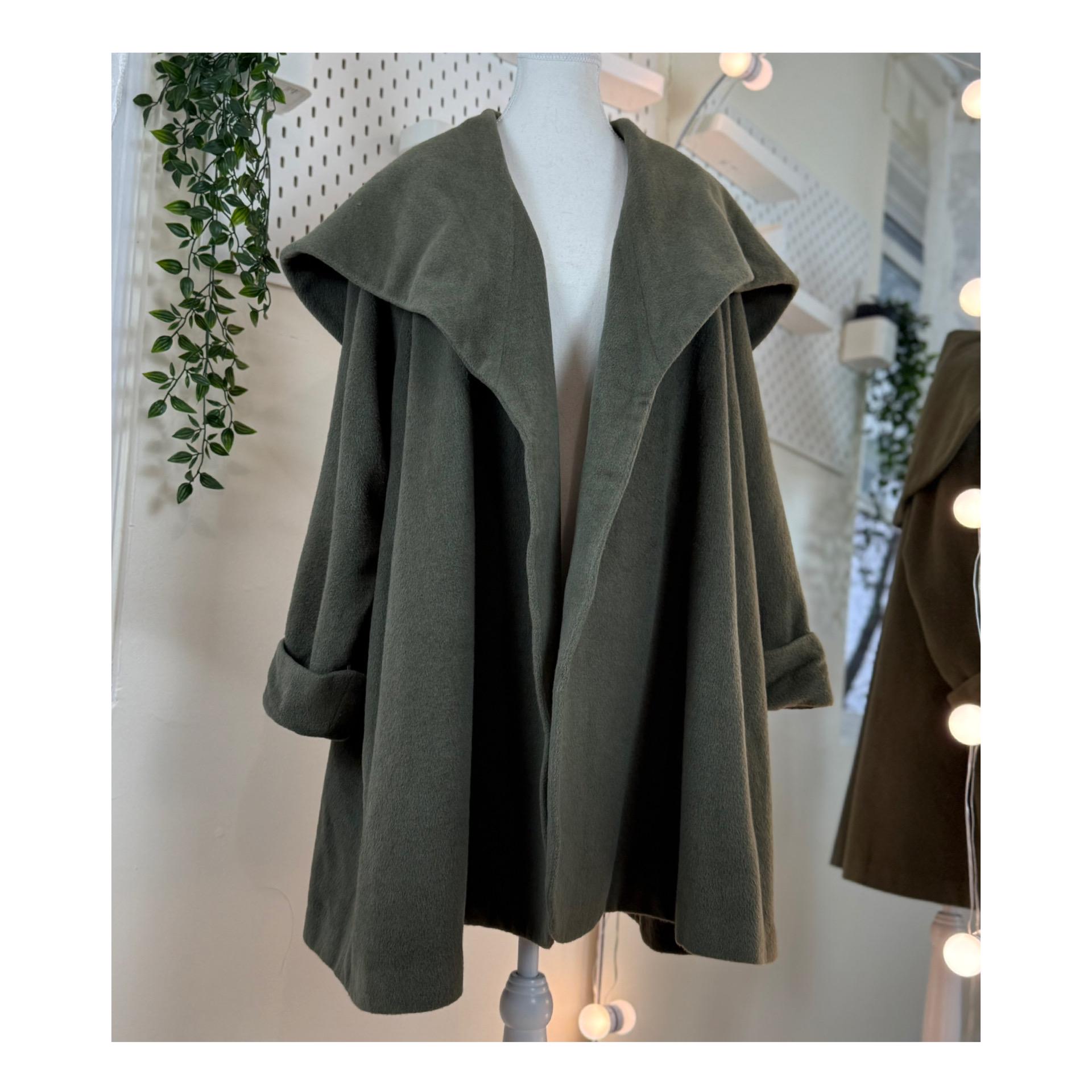 Vintage Anne Klein II 100% Wool Angora Coat Women Draped Shawl Collar ...