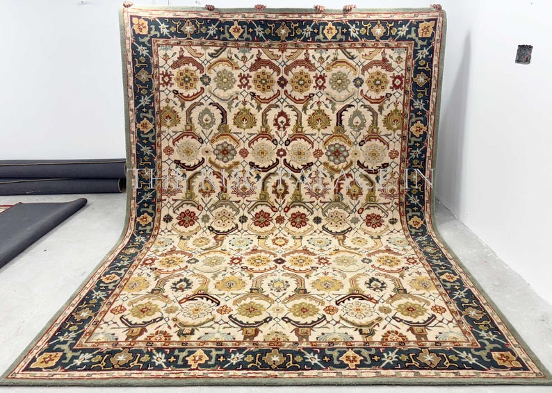 Handmade Wool Area Rug: Multi Color Traditional Oriental Design - Etsy