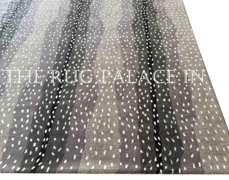 Hand Tufted Modern Wool Area Rug, Grey and Ivory Spotted Design Carpet ...