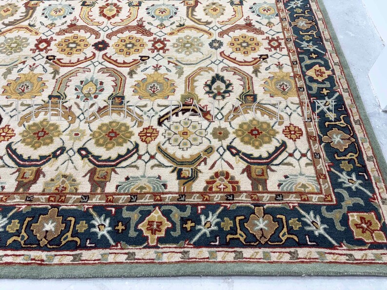 Handmade Wool Area Rug: Multi Color Traditional Oriental Design - Etsy