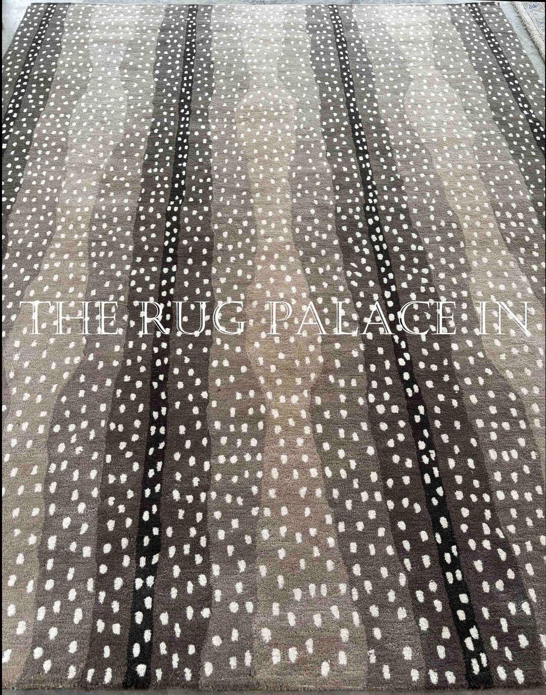 Hand Tufted Modern Wool Area Rug, Grey and Ivory Spotted Design Carpet ...