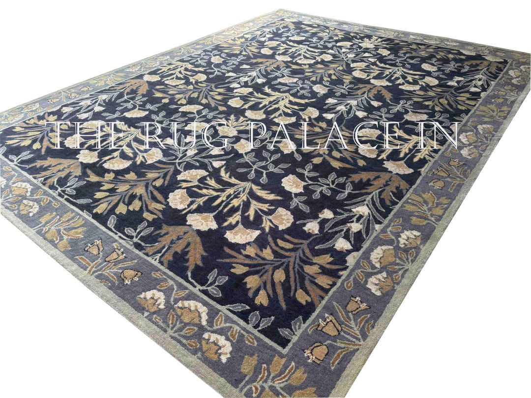 Blue Color Handmade Wool Area Rug: Traditional Oriental Blue Design - Etsy