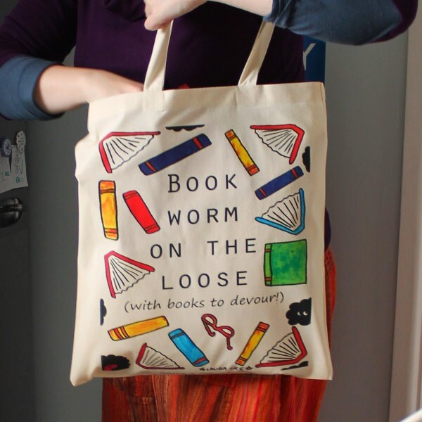 Book Worm Tote Bag - Etsy