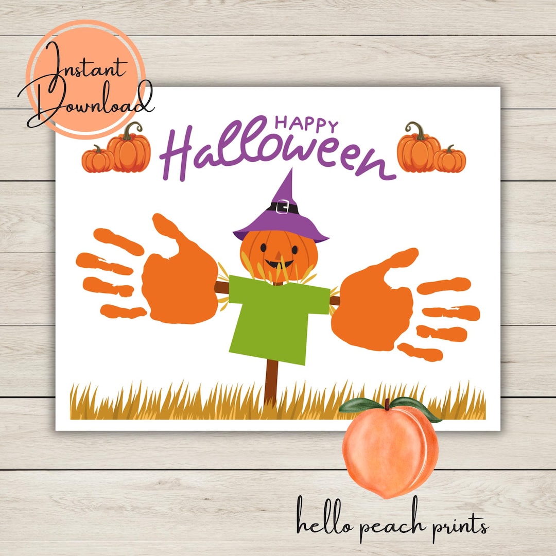 Scarecrow Handprint Craft Printable, Halloween Kids Art Activity, Fall ...