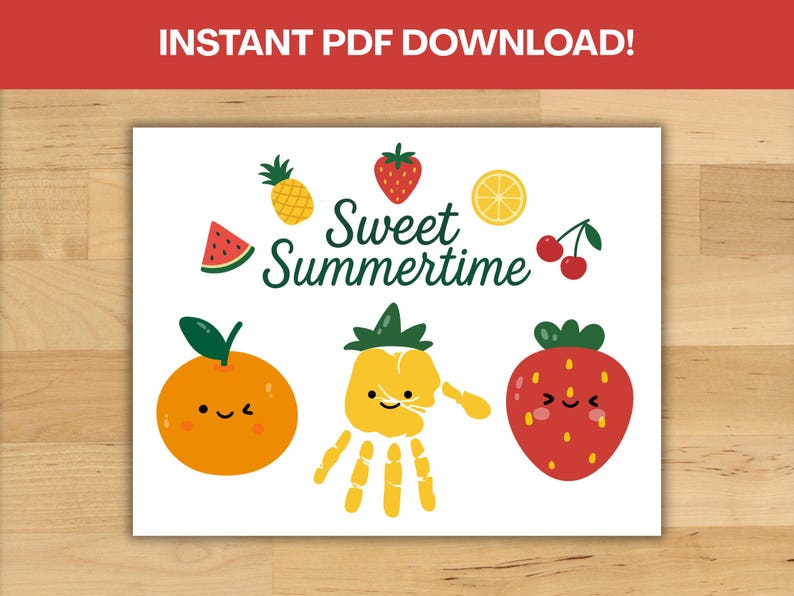 Pineapple Handprint Art: Summer Fruit Craft for Kids (PDF Download) - Etsy