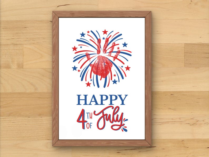 July 4th Handprint Art: Patriotic Firework Keepsake (PDF Downloadable ...