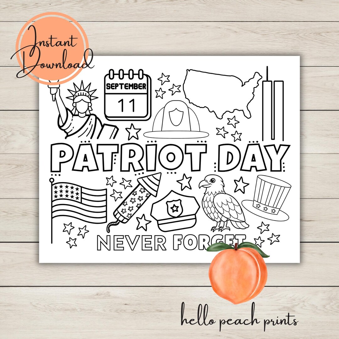 Patriot Day Coloring Page, September 11 Never Forget Printable, 9/11 ...
