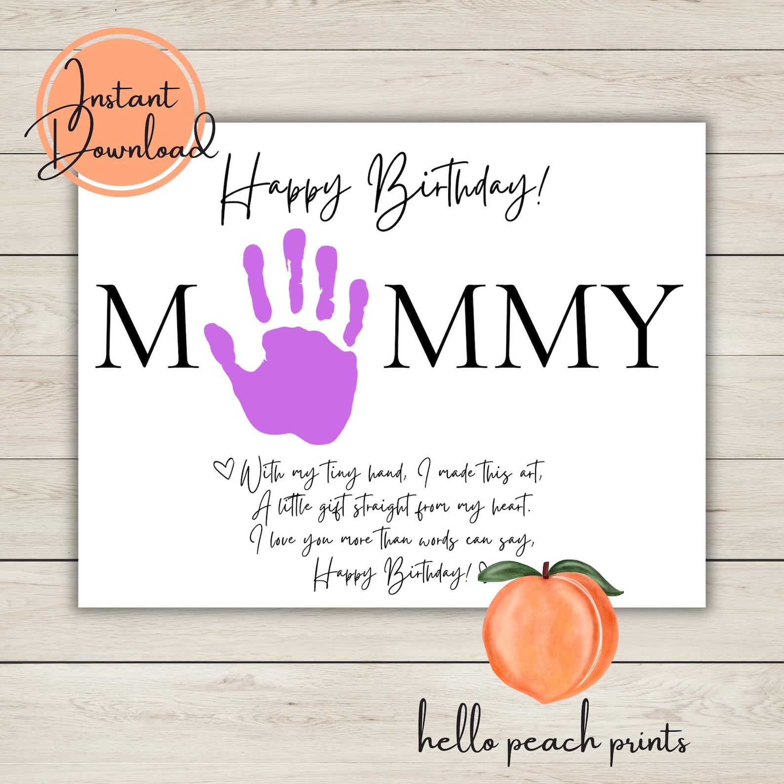 Happy Birthday Mom Handprint Poem Craft: Kids DIY Gift (PDF Download - Etsy
