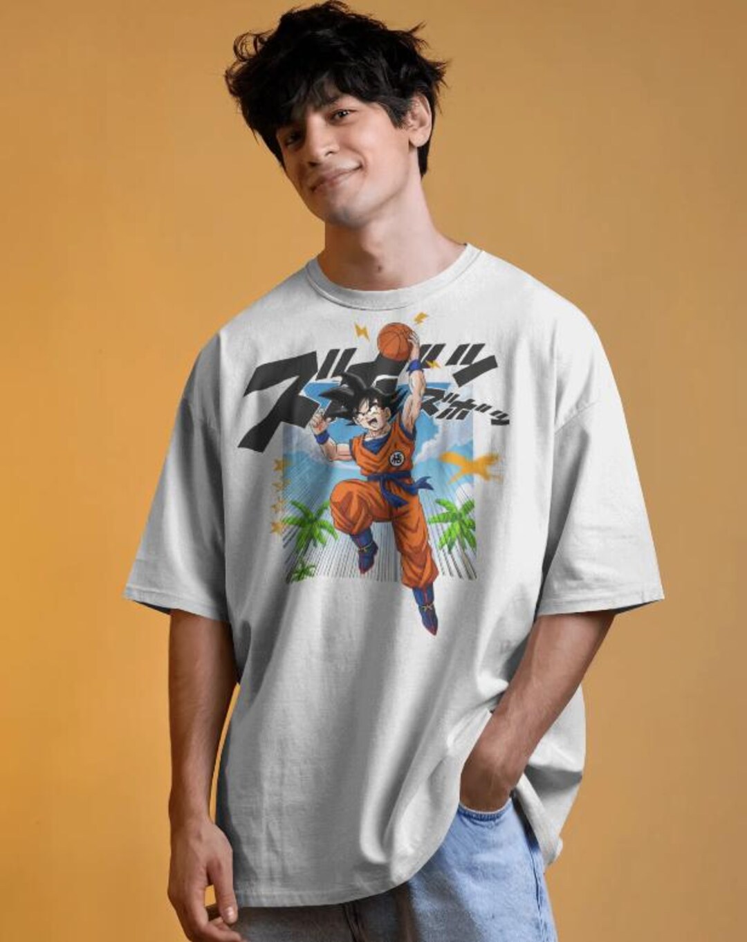 Goku Dragonball Basketball Dunk “YAAAH!” T-shirt Oversized - Etsy