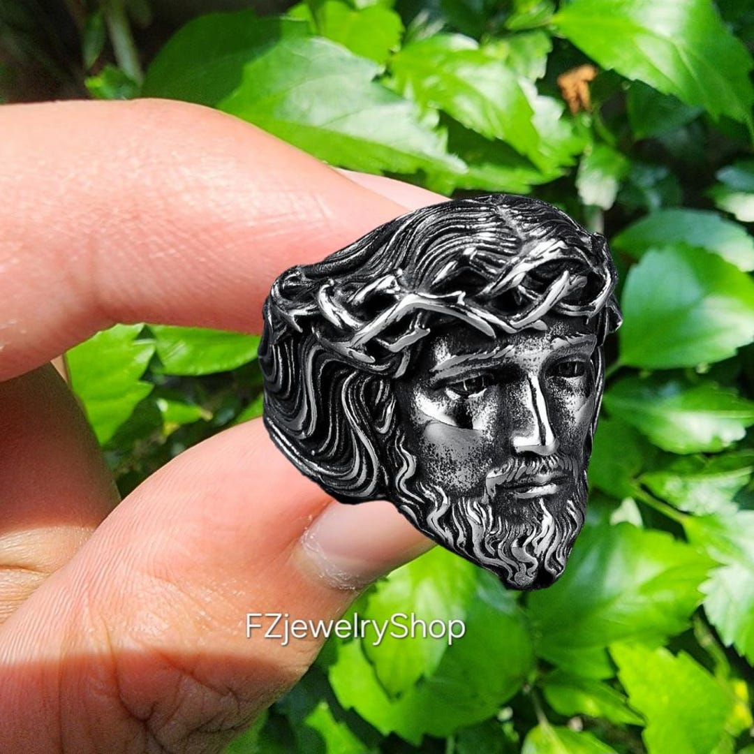 Stainless Steel Jesus Portrait Ring - Christian Religious Jewelry - Etsy
