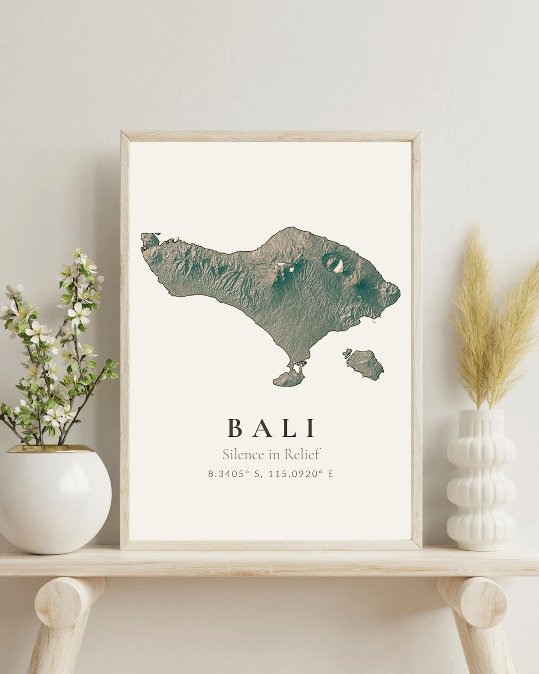 Bali Topographic Map Printable – Minimalist Hillshade Map Art – Digital ...